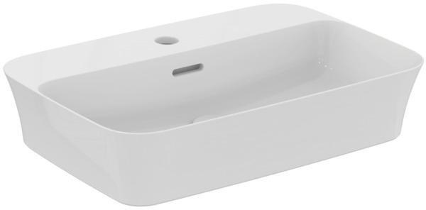 Aufsatzwaschtisch Ipalyss weiß, IdealPlus 550x380x145mm 1 Hahnloch, mit ...