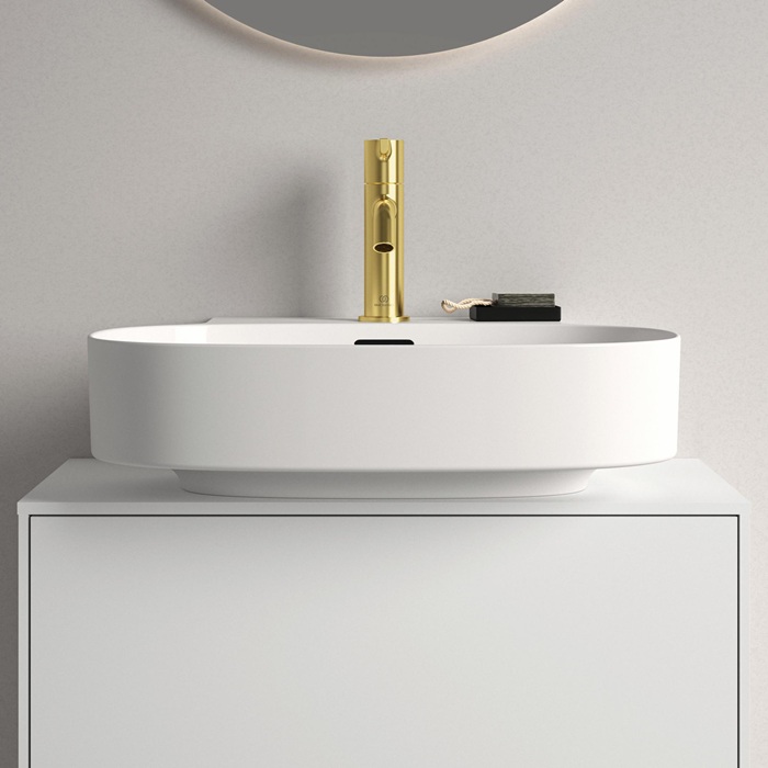 Aufsatzwaschtisch Linda-X weiß 500x480x135mm 1 Hahnloch, mit Überlauf ...