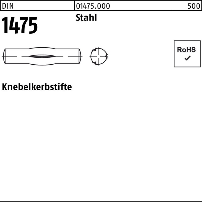 Knebelkerbstift DIN 1475 1,5 x 8 Stahl DIN 1475 250 Stück