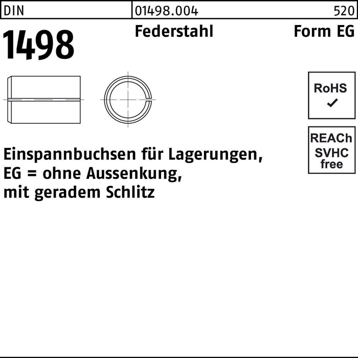 Einspannbuchse DIN 1498 Form EG EG 16/20 x 20 Federstahl 1 Stück
