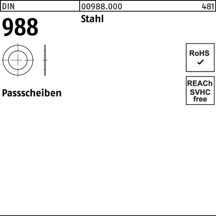 Paßscheibe DIN 988 30 x 42x0,15 Stahl 100 Stück